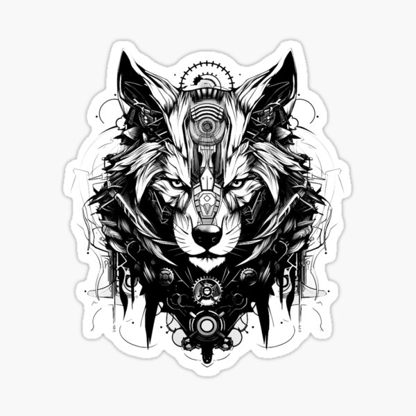 "Cyberwolf Black White Design v_1 mark 1" Sticker for Sale by ...