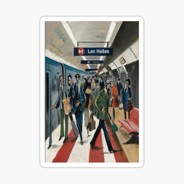 "Paris Metro Station at Les Halles: A Vibrant Commuter Scene" Sticker ...