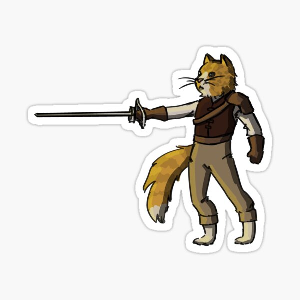 "Sword Kitty" Sticker for Sale by nimmmmbleh | Redbubble