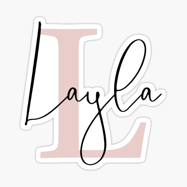 "Layla - Custom name on black cursive font " Sticker for Sale by ...
