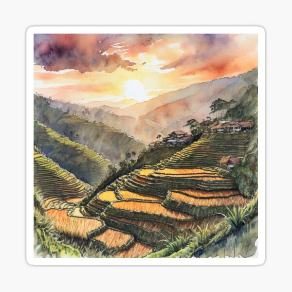 "Banaue Rice Terraces in the Philippines" Sticker for Sale by ...