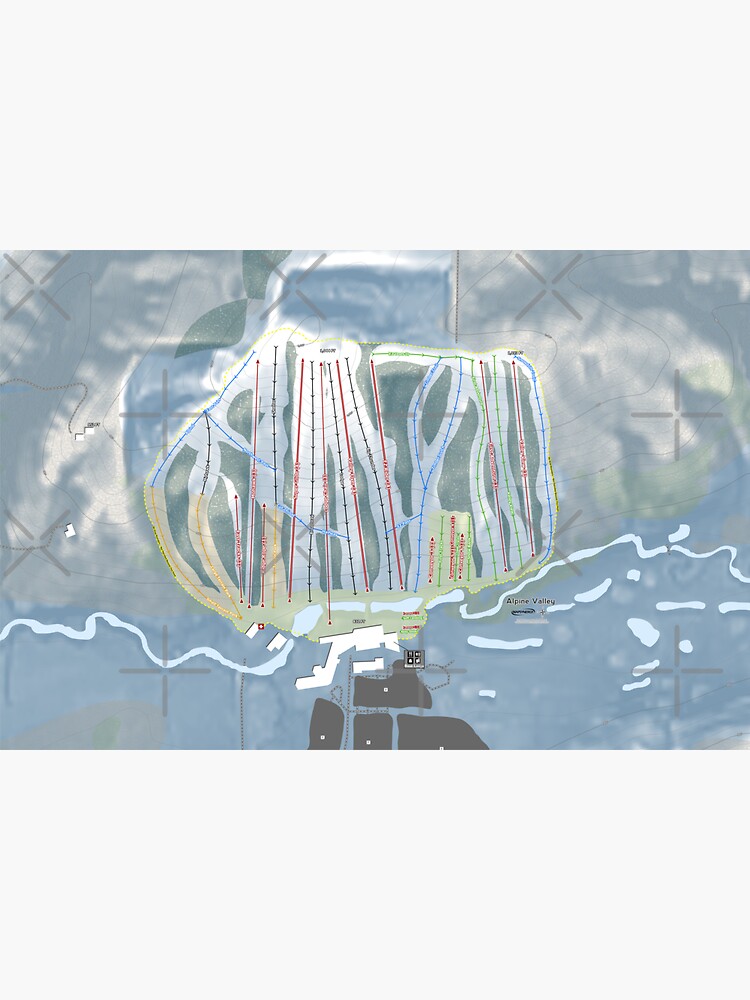 "Alpine Valley Trail Map" Sticker for Sale by mapsynergy | Redbubble