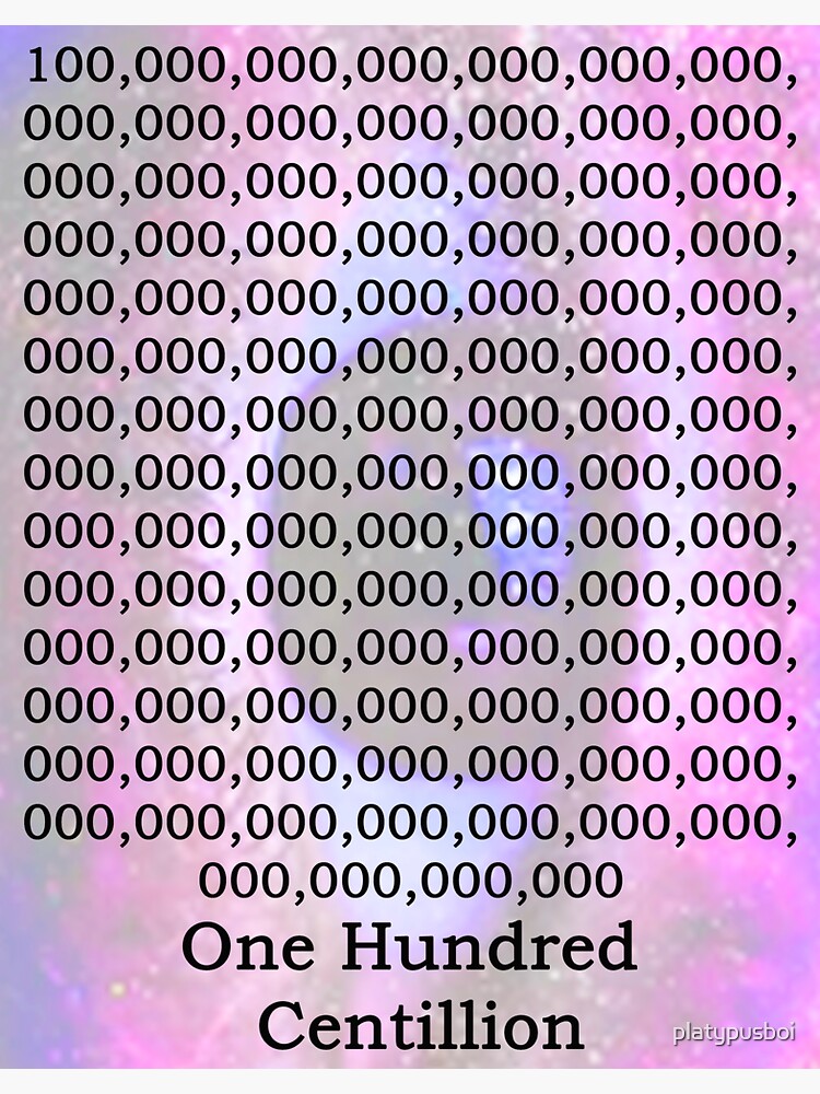 "One hundred centillion. The biggest number possible" Sticker for Sale ...