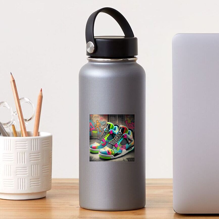"Air jordan 4 street art sneakers" Sticker by minh-tri | Redbubble