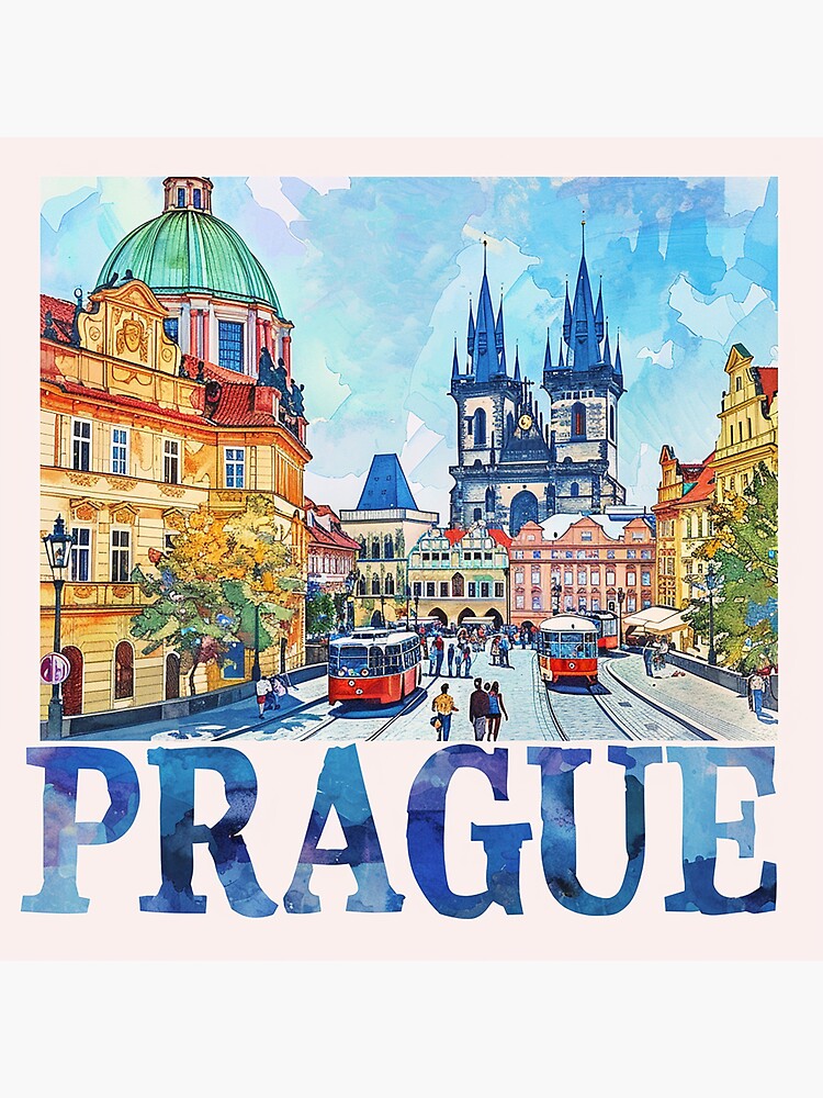"Prague Print Prague Vector Art " Sticker for Sale by nomiraclehere ...