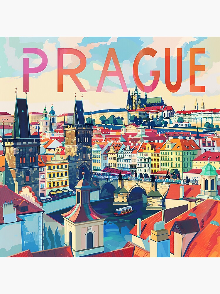 "Prague Print Prague Vector Art " Sticker for Sale by nomiraclehere ...