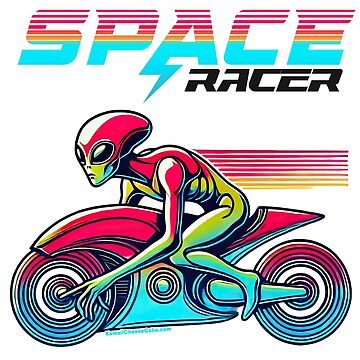 "Retro Space Racer Alien on Motorcycle - Vintage Sci-Fi Adventure ...