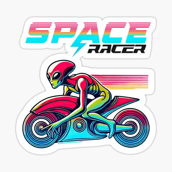 "Retro Space Racer Alien on Motorcycle - Vintage Sci-Fi Adventure ...