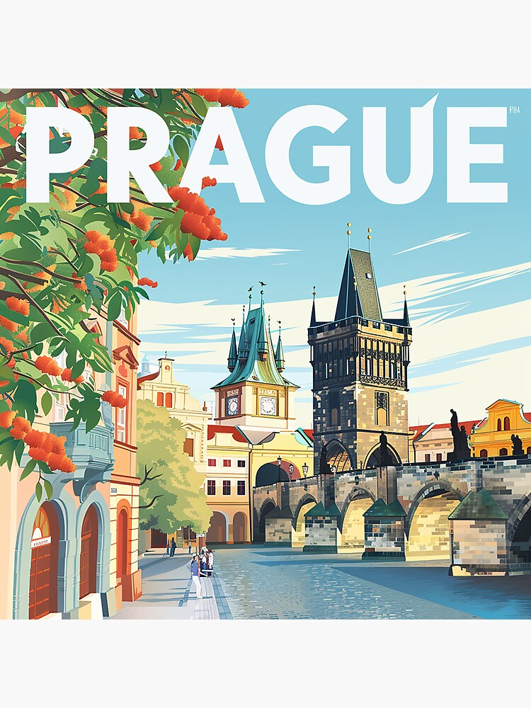 "Prague Print Prague Vector Art " Sticker for Sale by nomiraclehere ...