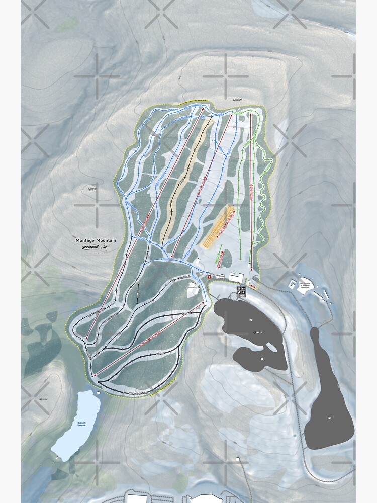 "Montage Mountain Resort Trail Map" Sticker for Sale by mapsynergy ...