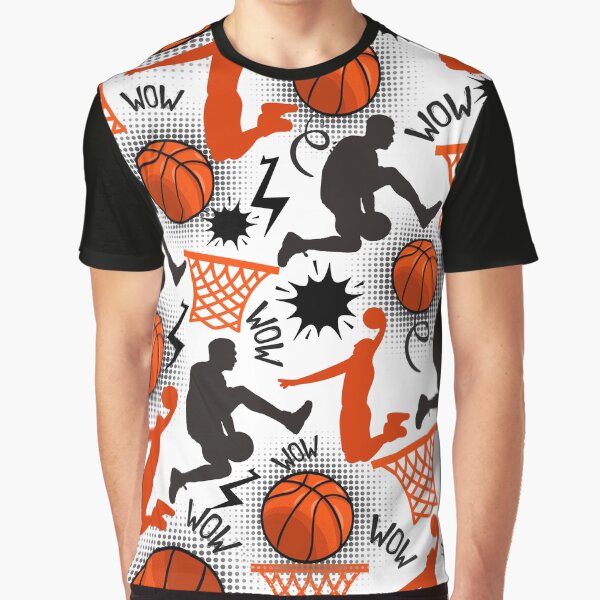 "Dynamic Comic Basketball Pattern - Vibrant Sports Design" Graphic T ...