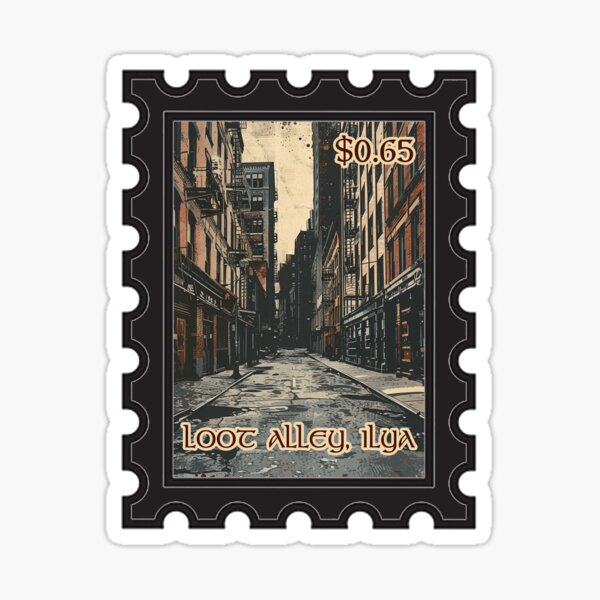 "Loot Alley Vintage Stamp" Sticker for Sale by Celticrose721 | Redbubble