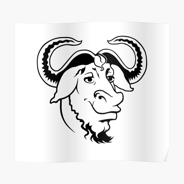 "GNU Head OS Official Logo Mascot Hoodie" Poster by rainwater11 | Redbubble
