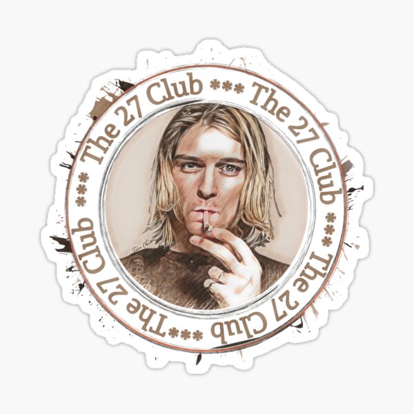 "27 Club - Kurt Cobain" Sticker for Sale by hen-c-art | Redbubble