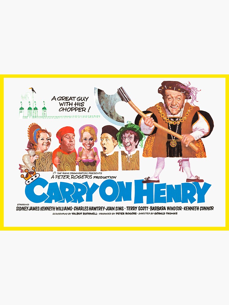 "Vintage 60s Style CARRY ON Poster Art - Carry On Henry" Sticker for ...