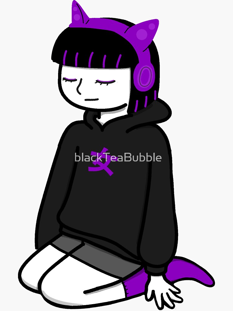 "Purple Girl" Sticker by blackTeaBubble | Redbubble