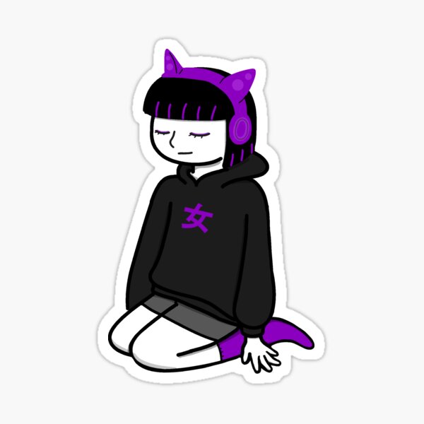 "Purple Girl" Sticker by blackTeaBubble | Redbubble