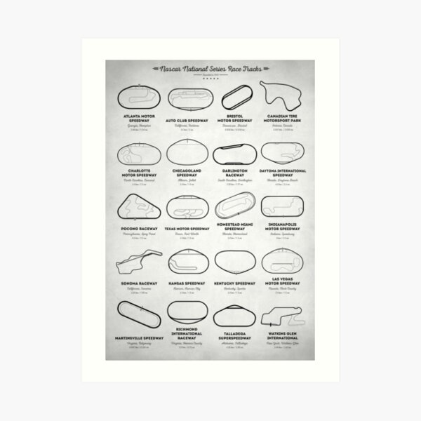 "NASCAR Race tracks" Art Print for Sale by innasoyturk | Redbubble