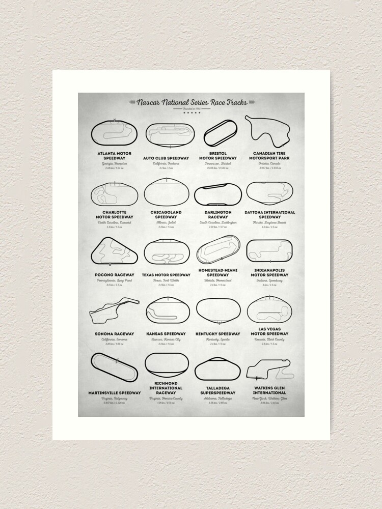 "NASCAR Race tracks" Art Print for Sale by innasoyturk | Redbubble