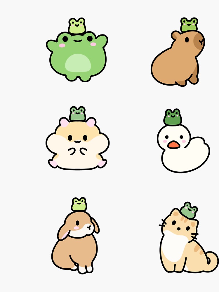 "animals with small frog" Sticker for Sale by ForiMoi | Redbubble