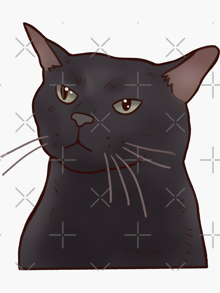 "Black Cat Zoning Out Meme" Sticker by Asutip | Redbubble