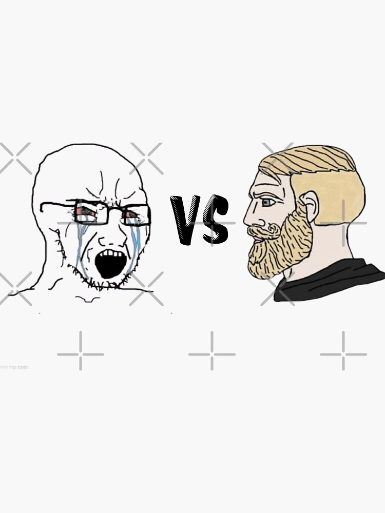 "crying wojak chad Soyboy Vs Yes Chad" Sticker for Sale by Maystro ...