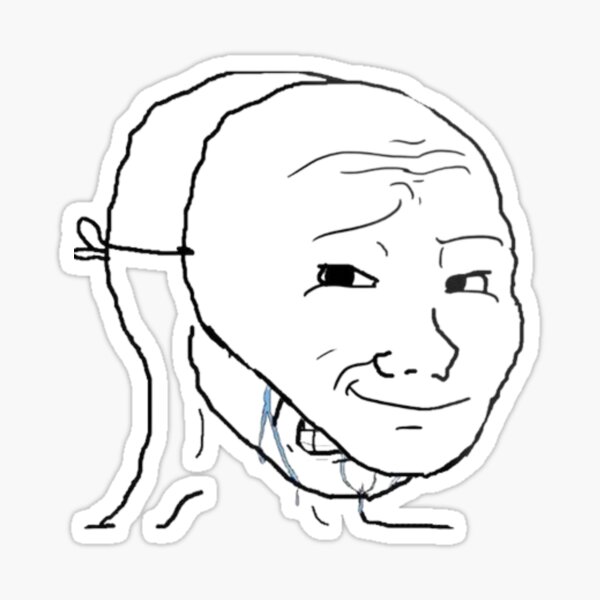 "crying wojak mask Crying inside meme funny angry sad pepe " Sticker ...