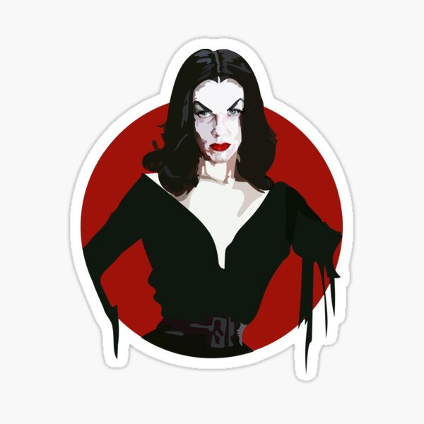"Vampira on Red Background" Sticker for Sale by Anna McKay | Redbubble