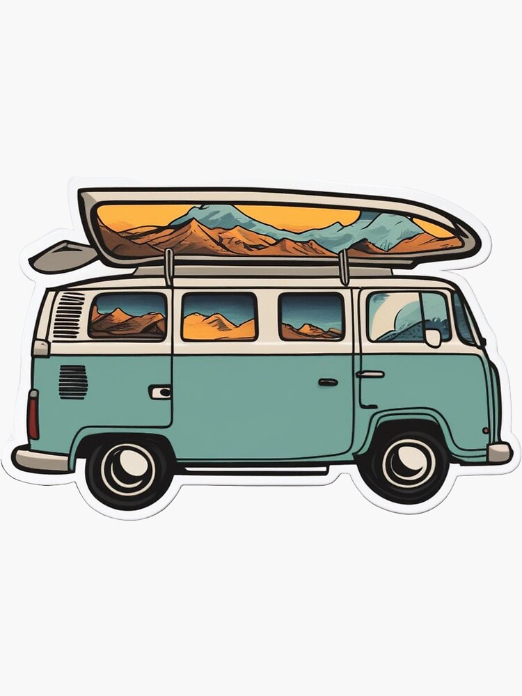 "Van Life with Mountains" Sticker for Sale by coloradocreates | Redbubble