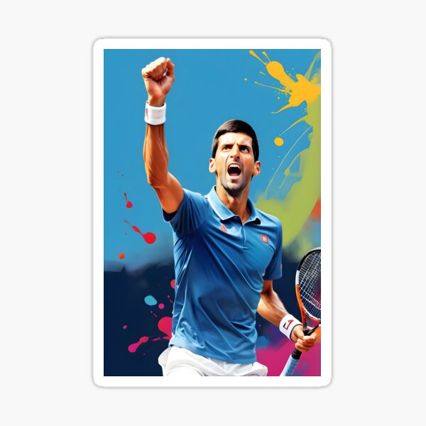 "Novak Djokovic tennis player in a graphic art style" Sticker for Sale ...