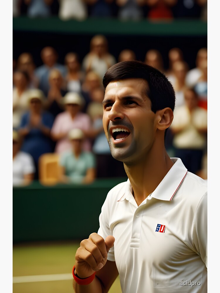 "Novak Djokovic victory celebration retro style art" Sticker for Sale ...