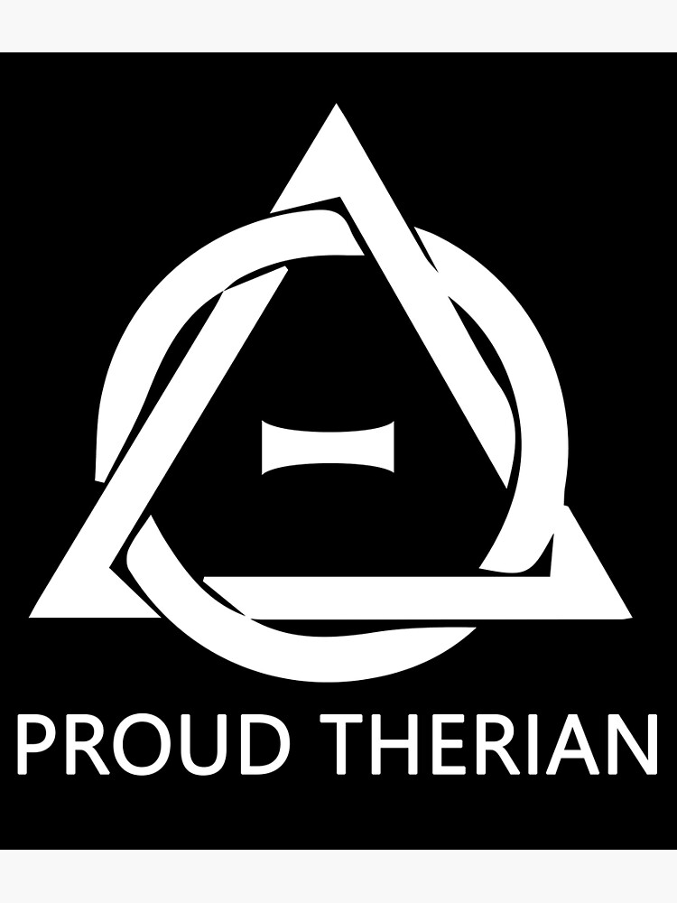 "Theta-Delta Therian Symbol Therianthropy WHITE "PROUD THERIAN"" Poster ...