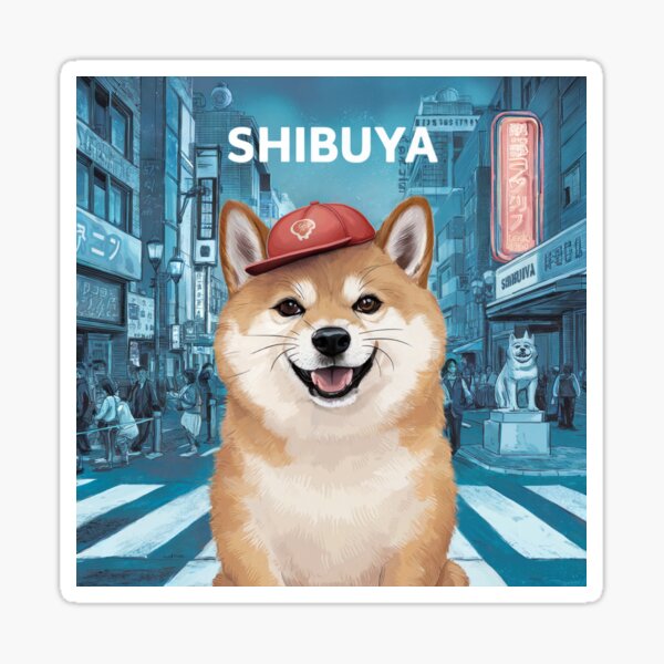 "Shiba Dog in Shibuya" Sticker for Sale by NSBUBBLEPOD | Redbubble