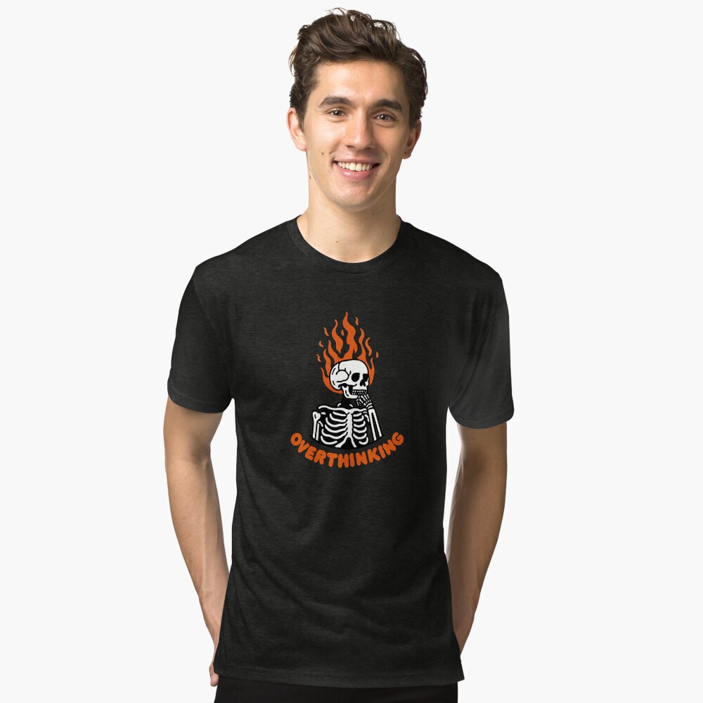 "Skeleton Overthinking" Sticker for Sale by Gkinoki | Redbubble