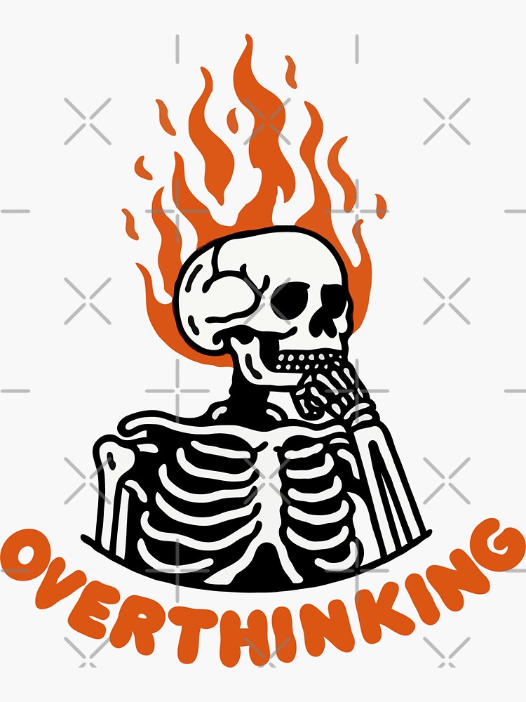 "Skeleton Overthinking" Sticker for Sale by Gkinoki | Redbubble