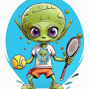 "Alien Playing Tennis" Sticker for Sale by ElegantOutlines | Redbubble