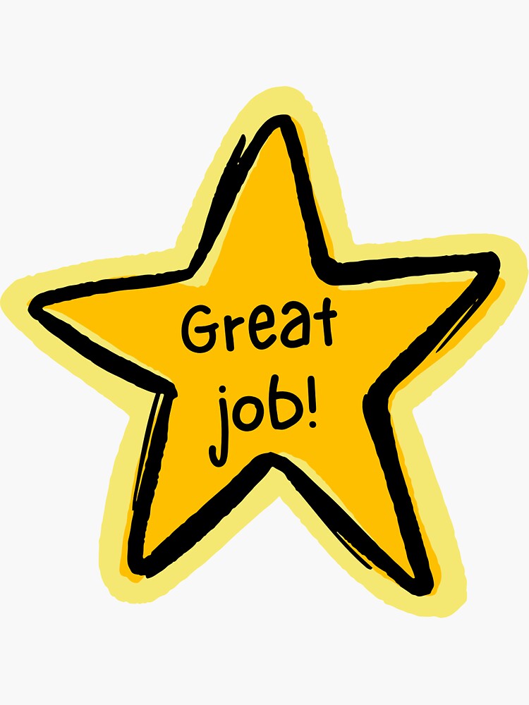 "Gold Star Great Job!" Sticker for Sale by shtickfigures | Redbubble