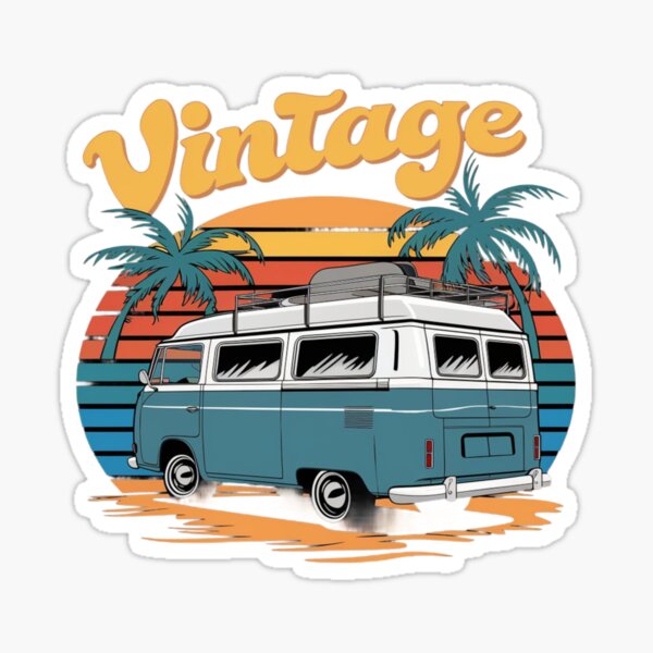 "Vintage Sunset Camper Van" Sticker for Sale by MyNiceDesigns | Redbubble