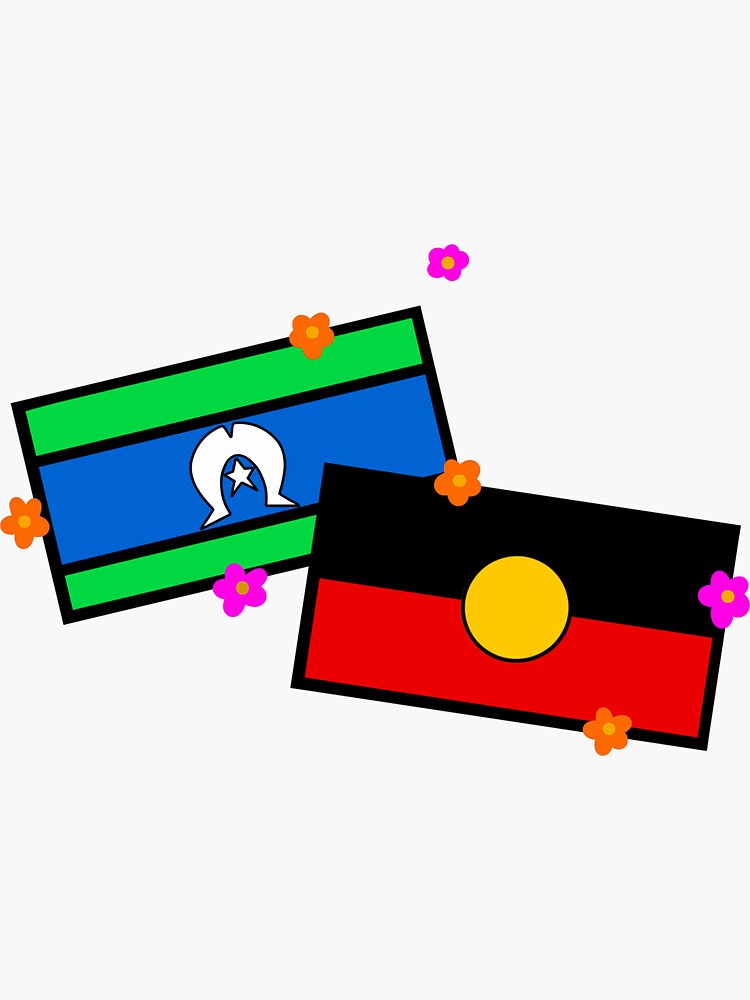 "Aboriginal and Torres Strait Islander Flag with Florals" Sticker for ...