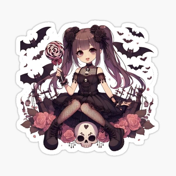 "Attractive Anime Goth Girl" Sticker for Sale by StickyGuys | Redbubble
