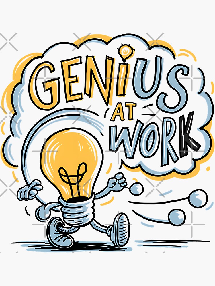 "Genius at Work: Creative Light Bulb" Sticker for Sale by Noertz ...