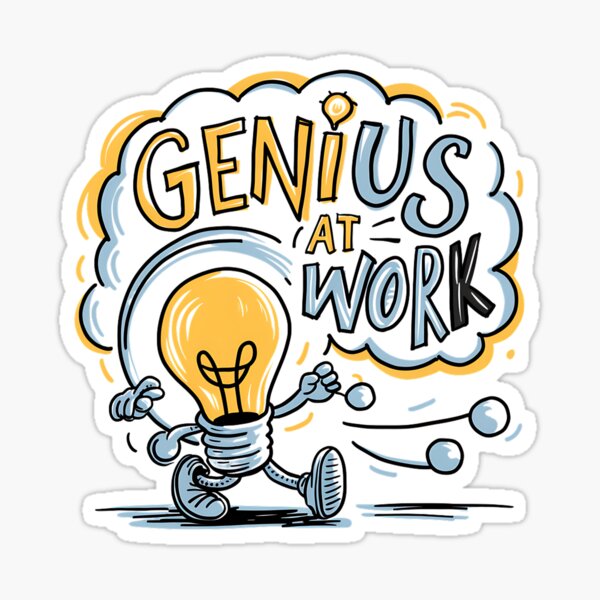 "Genius at Work: Creative Light Bulb" Sticker for Sale by Noertz ...