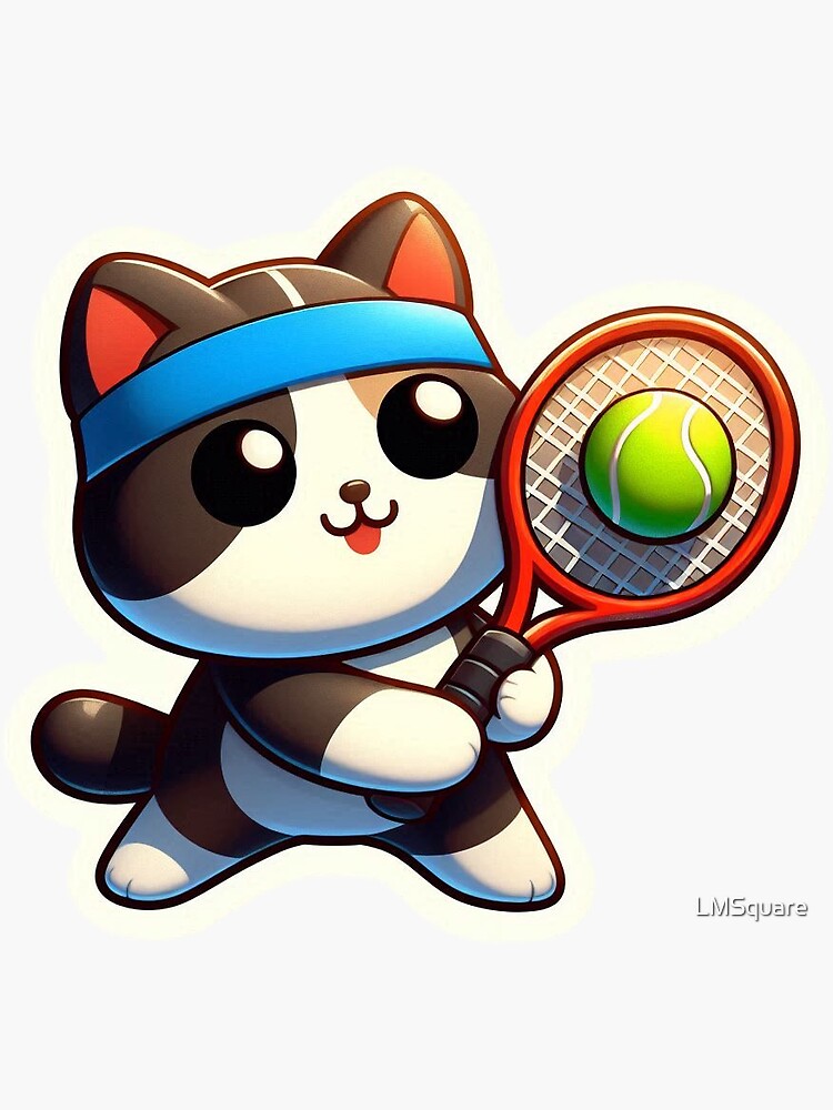 "Tennis Champ Cat" Sticker for Sale by LMSquare | Redbubble