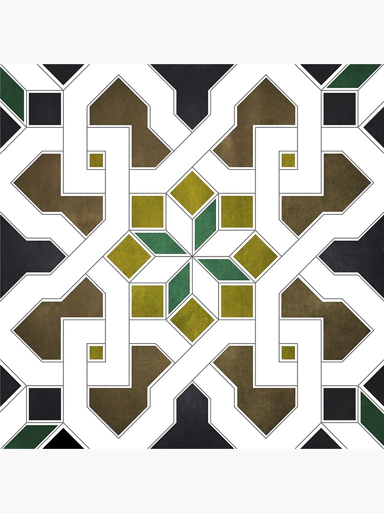 "Oriental tile pattern - black, brown, white, morocco tile design 1x1 ...