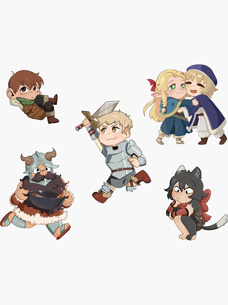 "Dungeon Meshi Chibi Delicious in Dungeon" Sticker for Sale by Rojasole ...