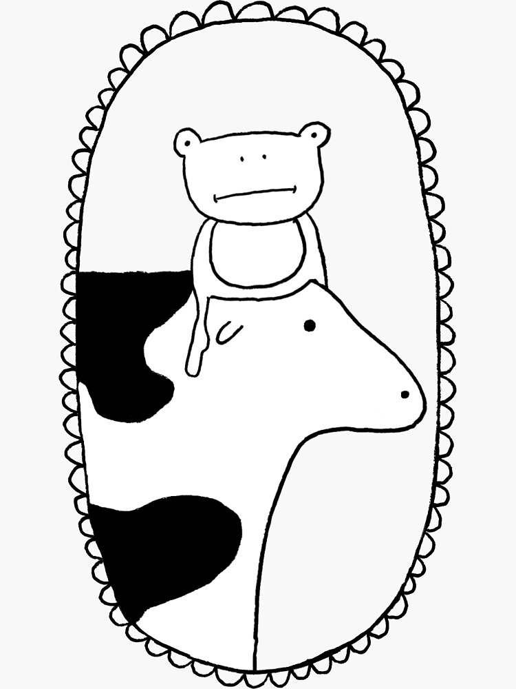 "Cow with a frog on its head" Sticker for Sale by onecowaday | Redbubble