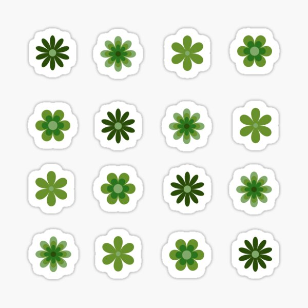 "Aesthetic Green Flowers - Green Palette Journaling Set" Sticker for ...
