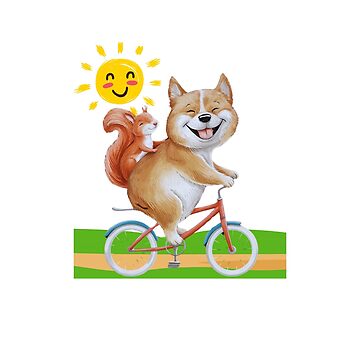 "Dog riding bike with squirrel" Sticker for Sale by MichalWeider ...
