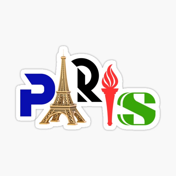 "Paris Olympics with Eiffel tower & Olympic torch" Sticker for Sale by ...