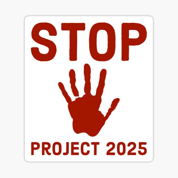 "Stop project 2025 horror design with handprint " Sticker for Sale by ...